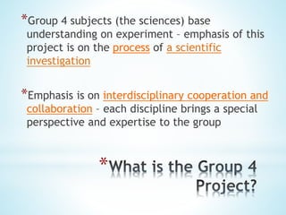 IBDP Group 4 Project: Bad Science Introduction to Students | PPTX