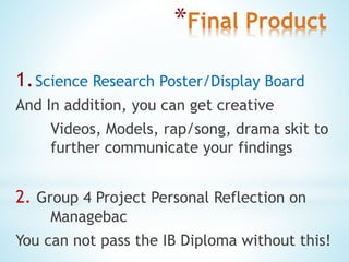 IBDP Group 4 Project: Bad Science Introduction to Students | PPTX