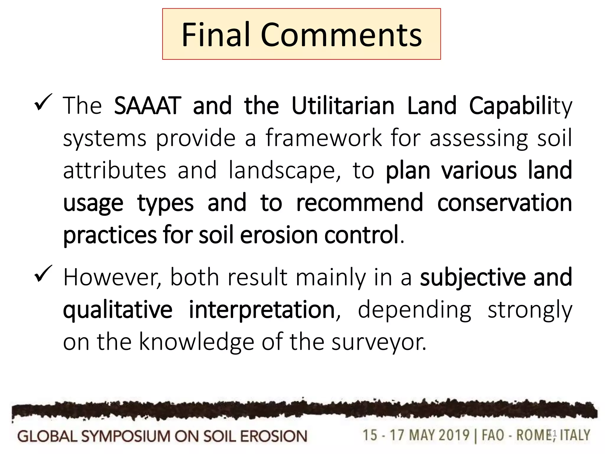 How is soil erosion evaluated in the land capability systems used in ...