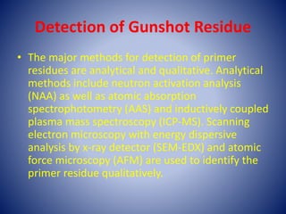 GSR (Gun Shot Residue) | PPTX | Arms & Ammunition | Sensitive Topics