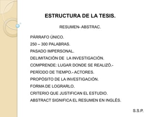 1 guia. 1. estructura de la tesis 2012 | PPTX