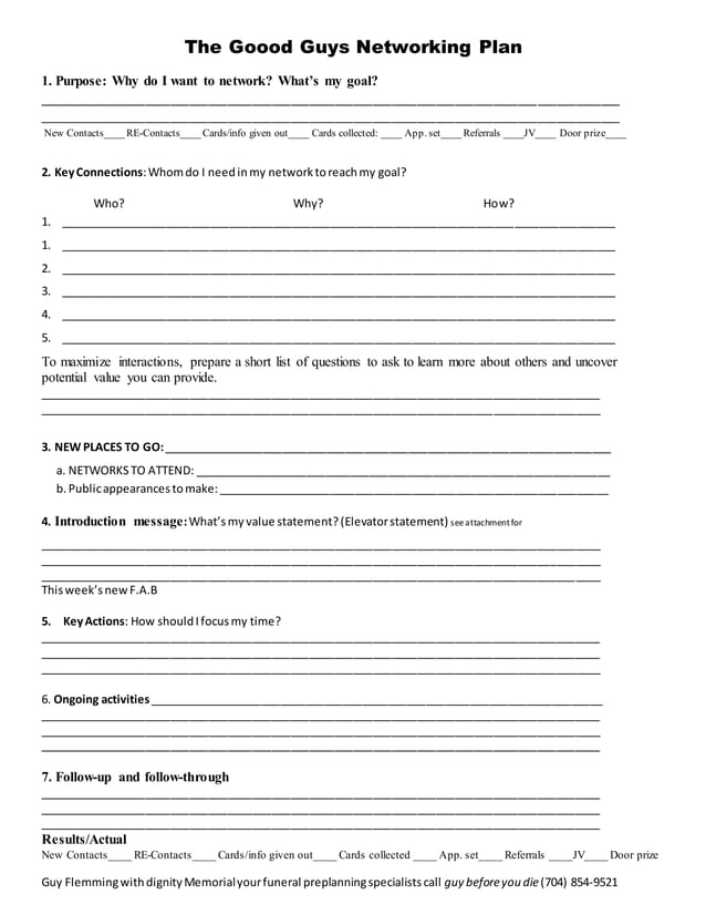 Guys networking planning worksheet | PDF