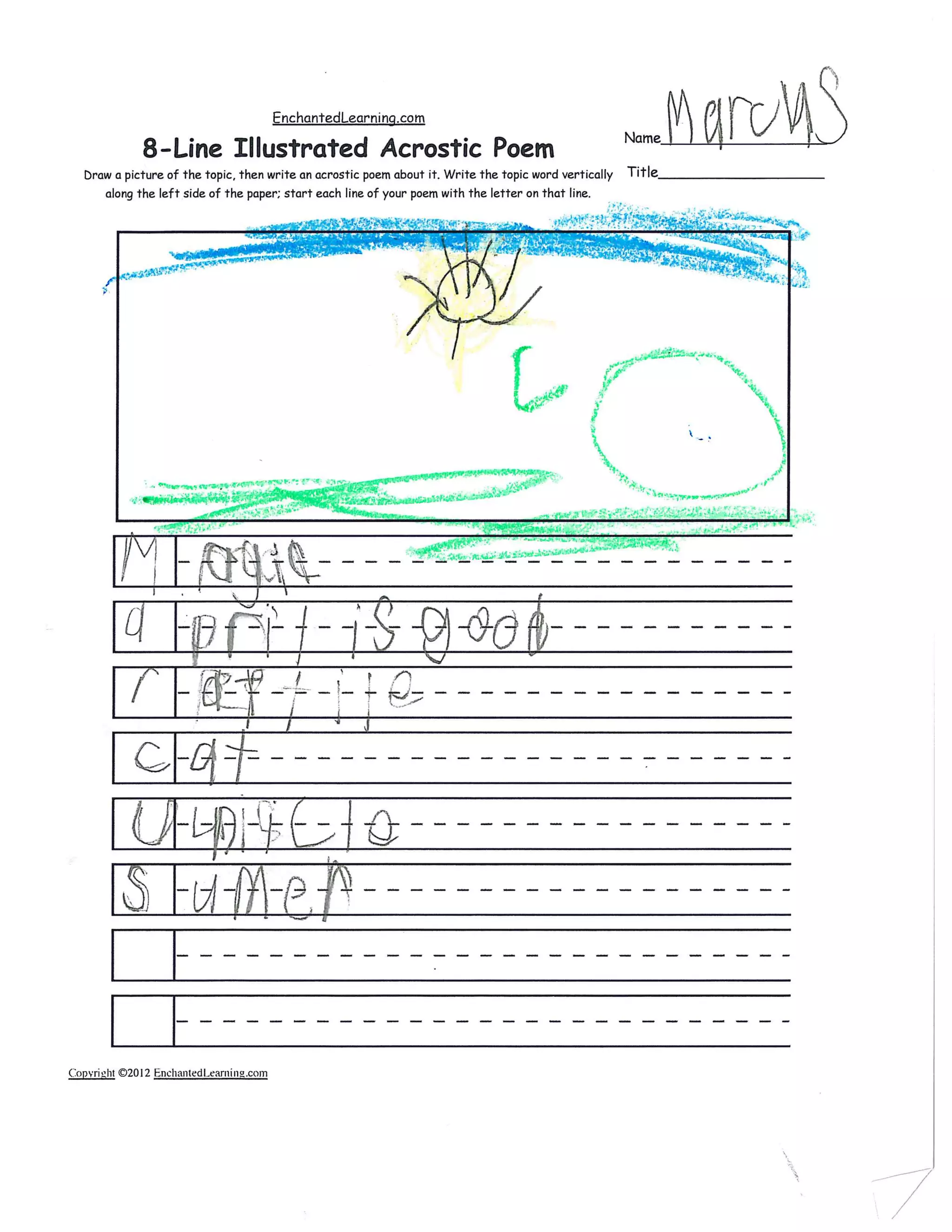 Acrostic Poems - Mrs. Holmes' 1st Grade Class | PDF