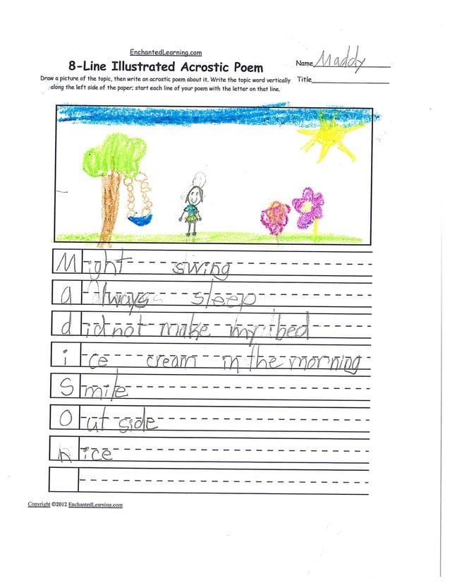 Acrostic Poems - Mrs. Holmes' 1st Grade Class | PDF