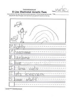 Acrostic Poems - Mrs. Holmes' 1st Grade Class | PDF