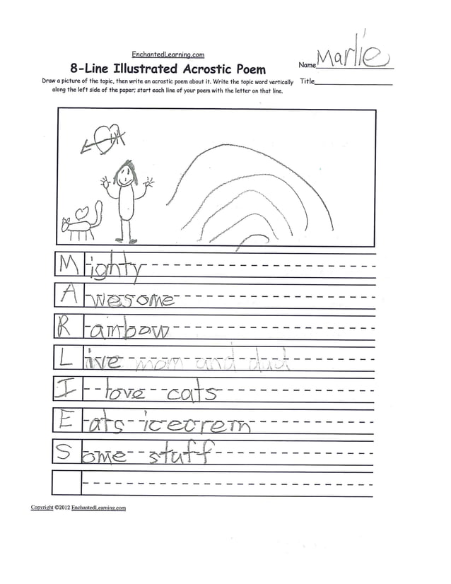 Acrostic Poems - Mrs. Holmes' 1st Grade Class | PDF