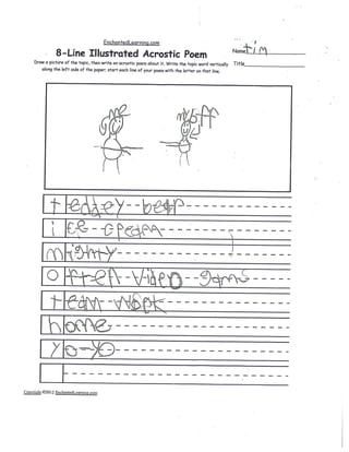 Acrostic Poems - Mrs. Holmes' 1st Grade Class | PDF