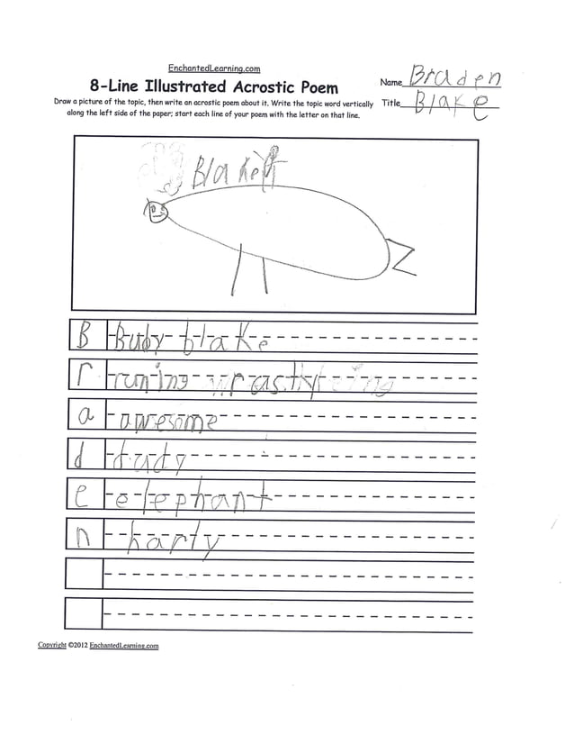Acrostic Poems - Mrs. Holmes' 1st Grade Class | PDF