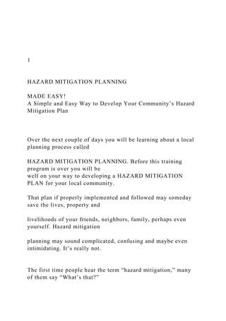 1 HAZARD MITIGATION PLANNING MADE EASY! A Simple .docx