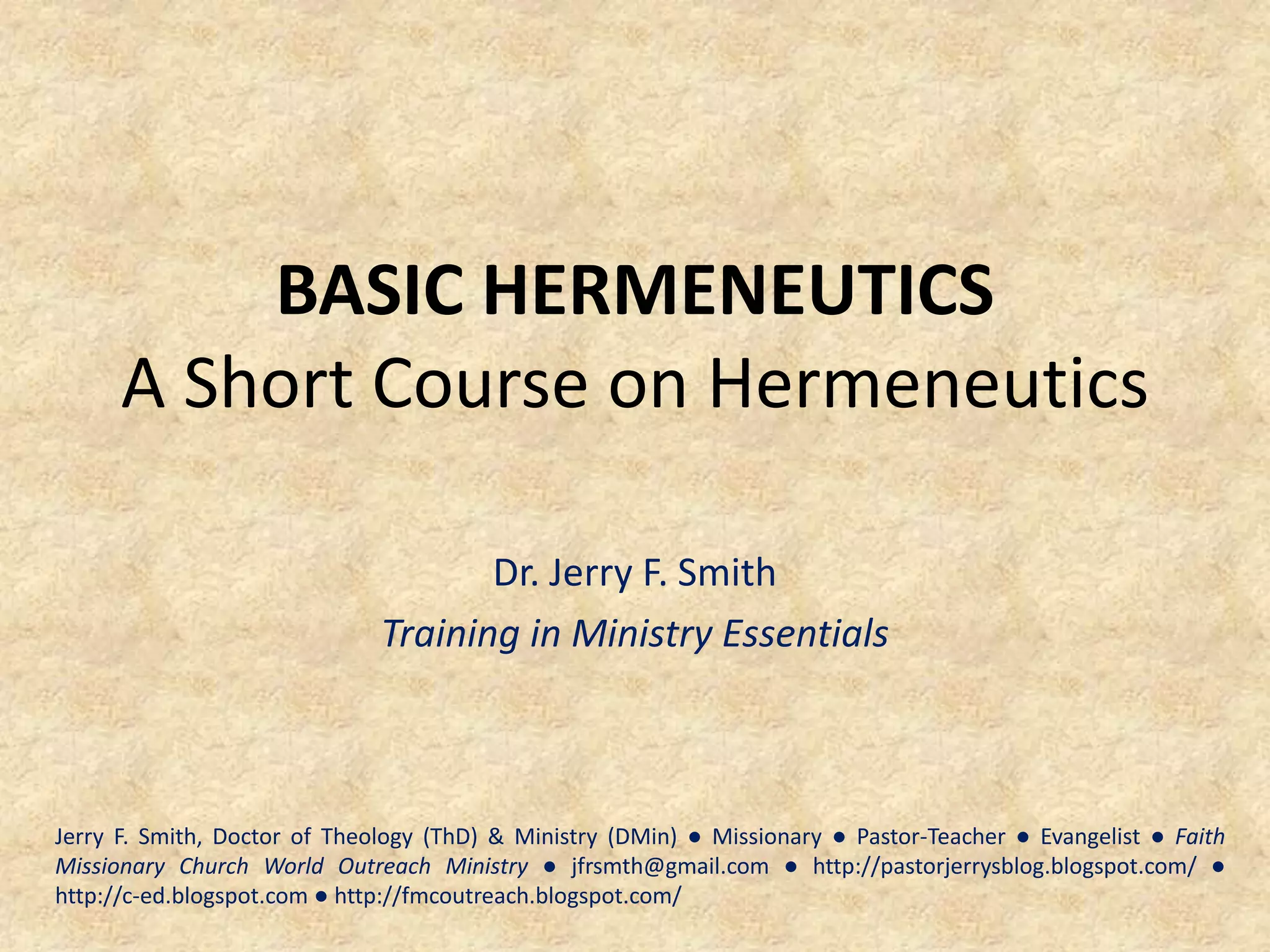 Basic Hermeneutics Lesson 1 | PPTX