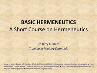 Basic Hermeneutics Lesson 1 | PPTX