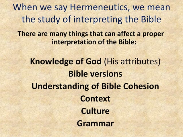 Basic Hermeneutics Lesson 1 | PPTX | Christianity | Religion & Spirituality