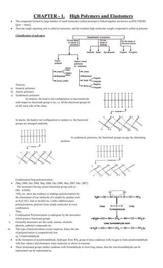 1 high polymers and elastomers | PDF