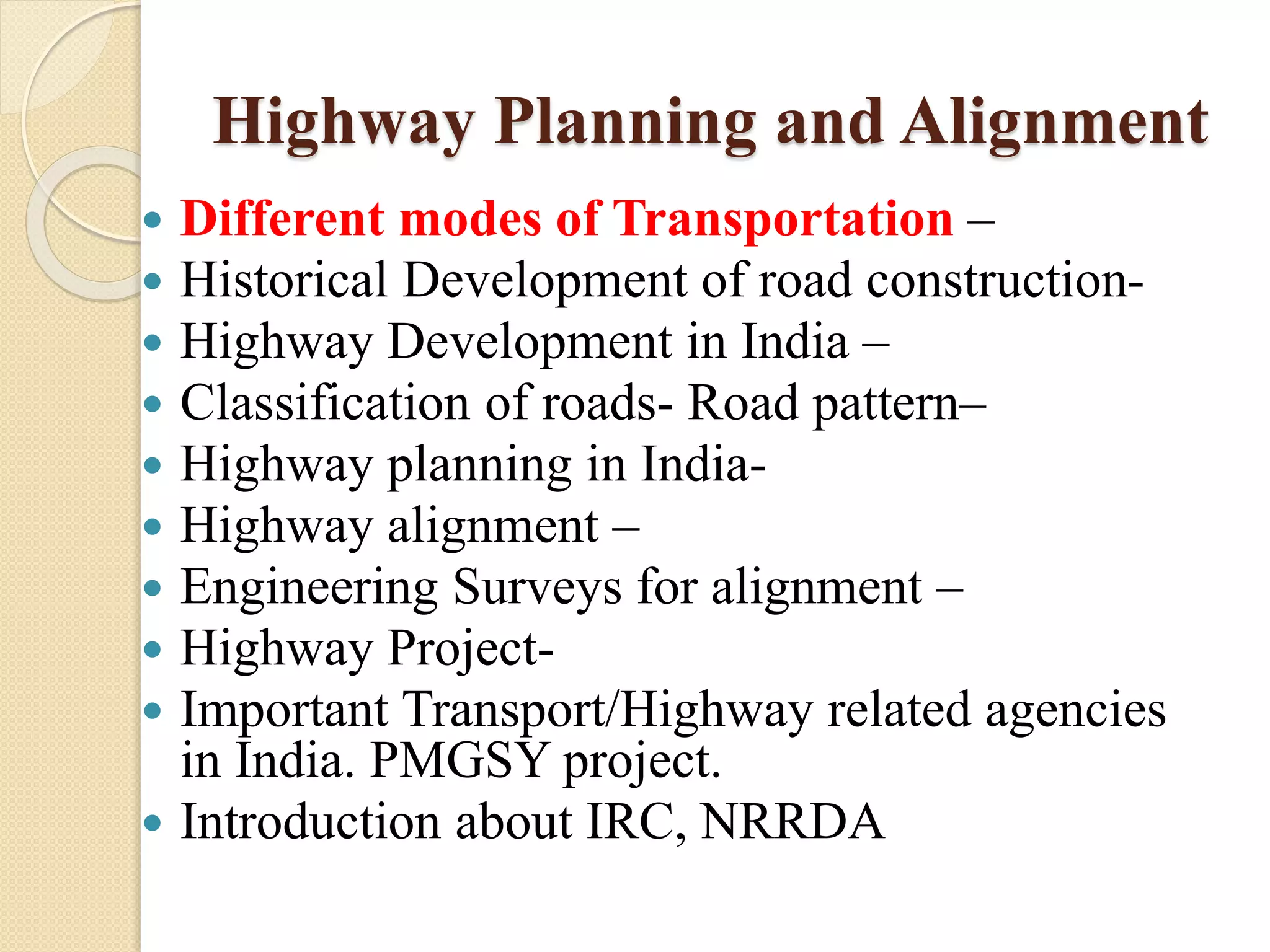 Highway Planing and Alignment | PPT