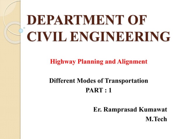 Highway Planing and Alignment | PPT