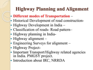 Highway Planing and Alignment | PPTX