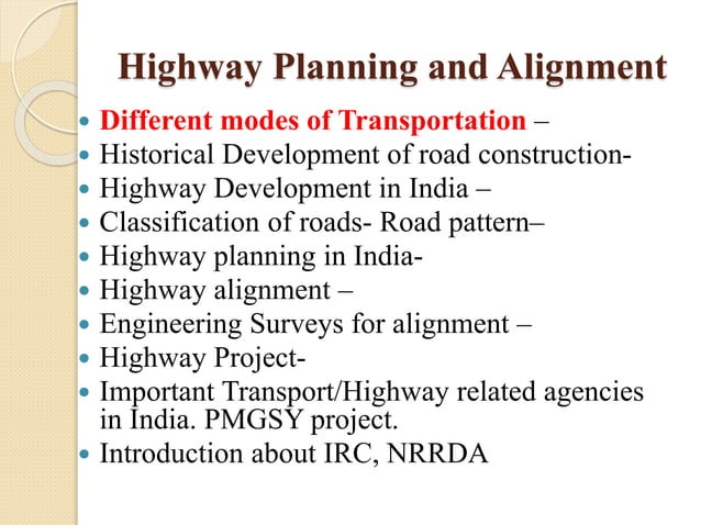 Highway Planing and Alignment | PPT