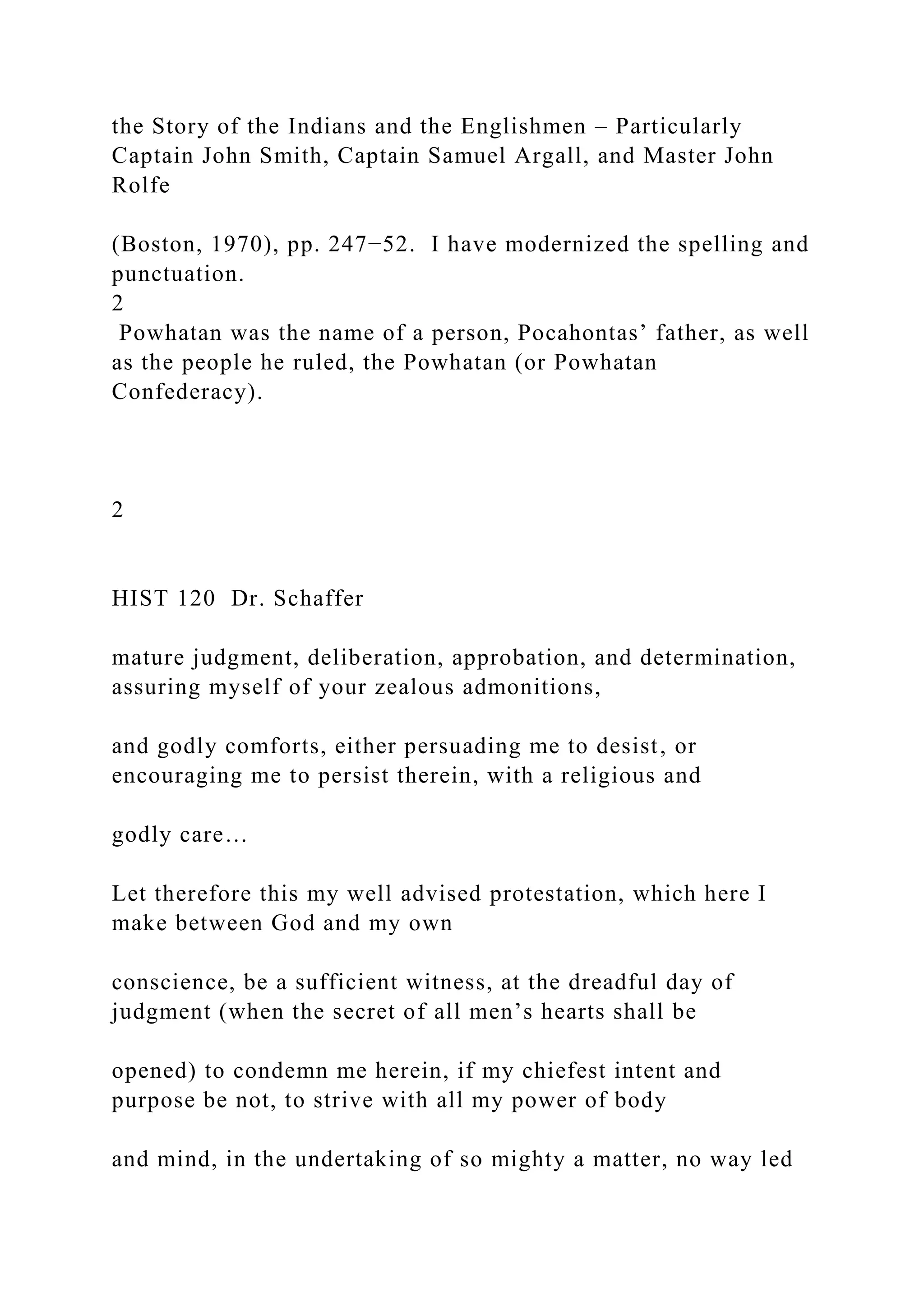 1 HIST 120 Dr. Schaffer Pocahontas and John Rolfe .docx