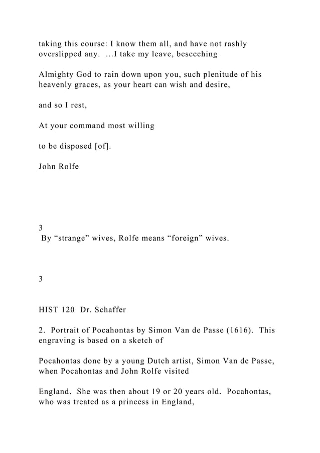 1 HIST 120 Dr. Schaffer Pocahontas and John Rolfe .docx