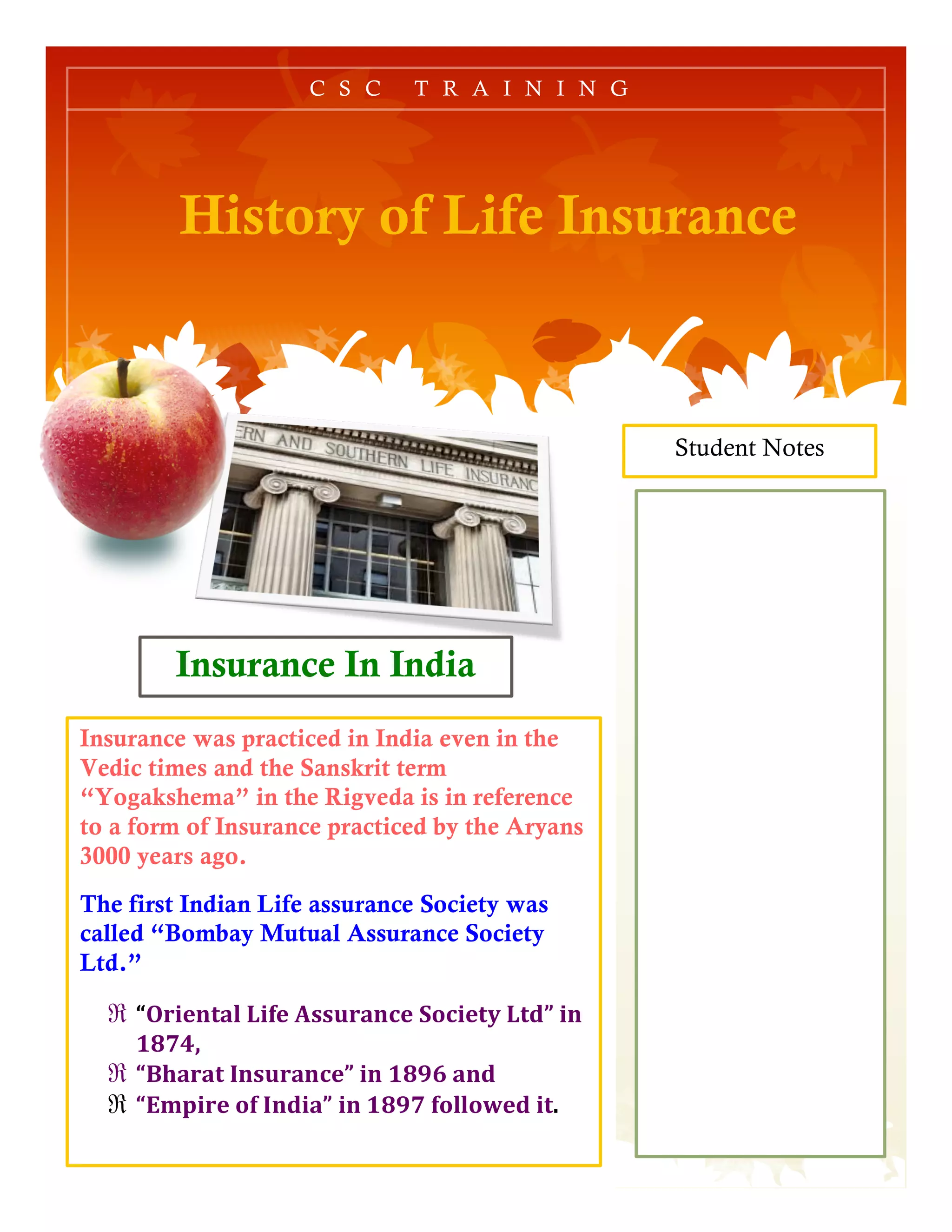 1 history of_life_insurance | PDF