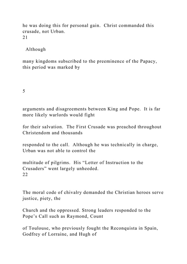 1 History of the First Crusade Era Hist. 6543, Hi.docx