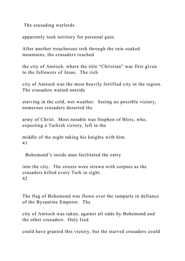 1 History of the First Crusade Era Hist. 6543, Hi.docx