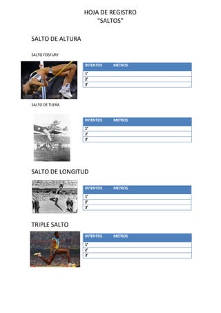 Hojas de Registro Atletismo 2º ESO 1ª evaluación | DOCX