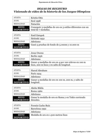 1 hojas de registro atletismo y olimpismo | DOCX