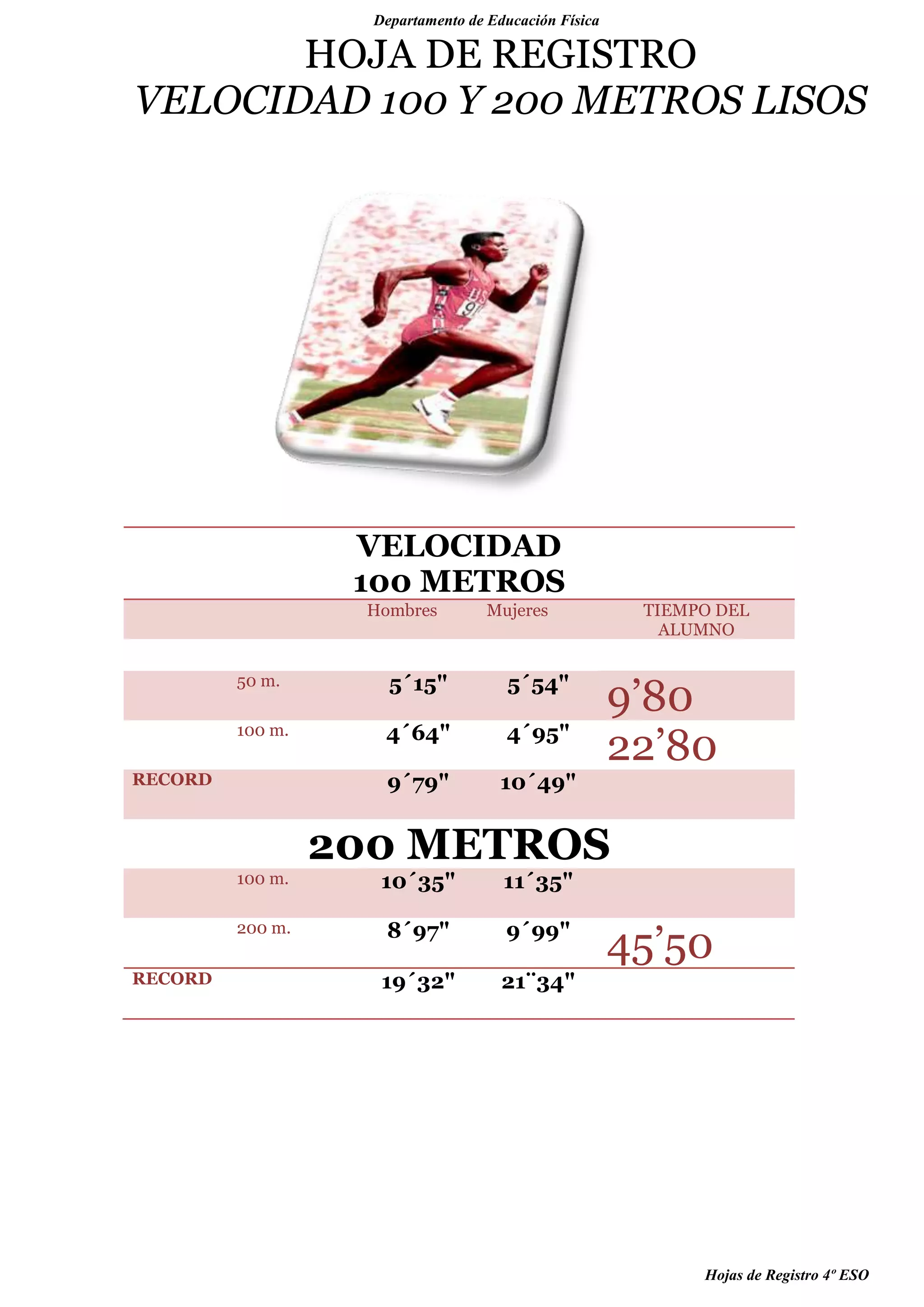 1 hojas de registro atletismo y olimpismo | PDF
