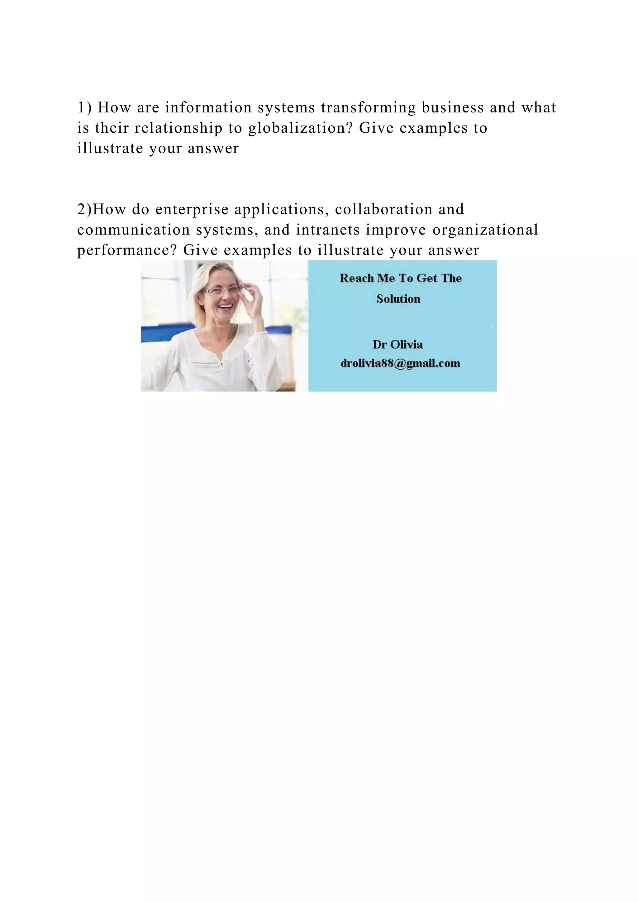 1 How Are Information Systems Transforming Business And What Is The Docx