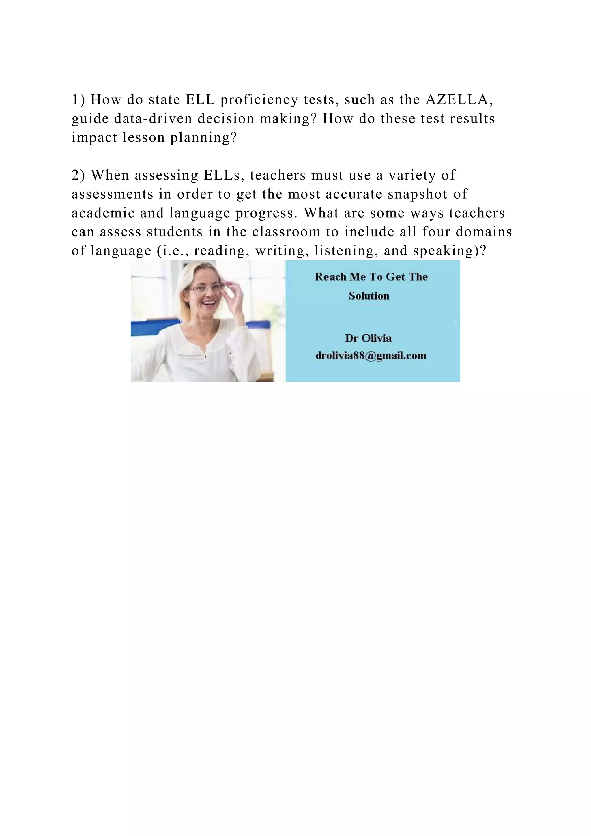 1) How do state ELL proficiency tests, such as the AZELLA, guide dat.docx