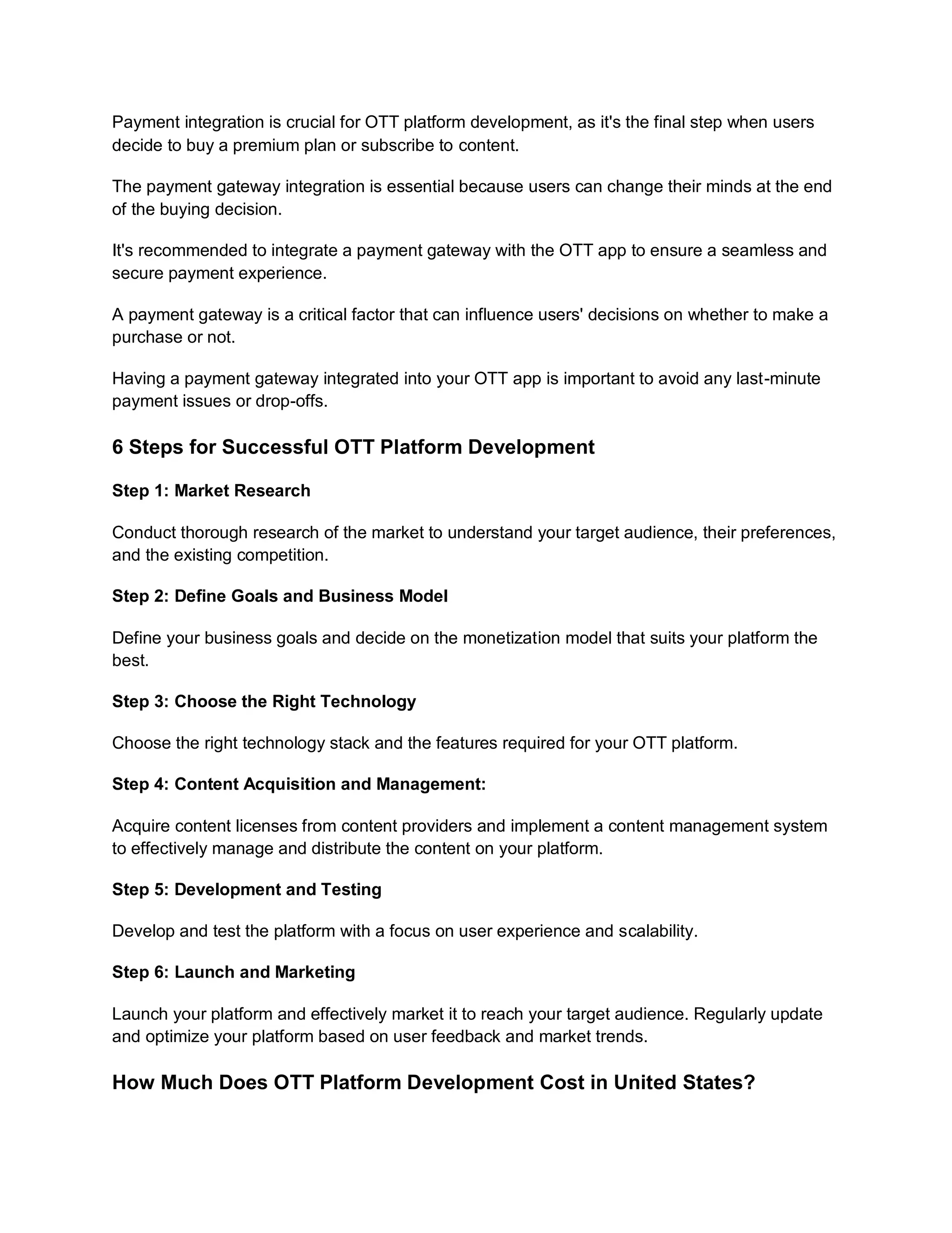 How Much Does OTT Platform Development Cost | PDF