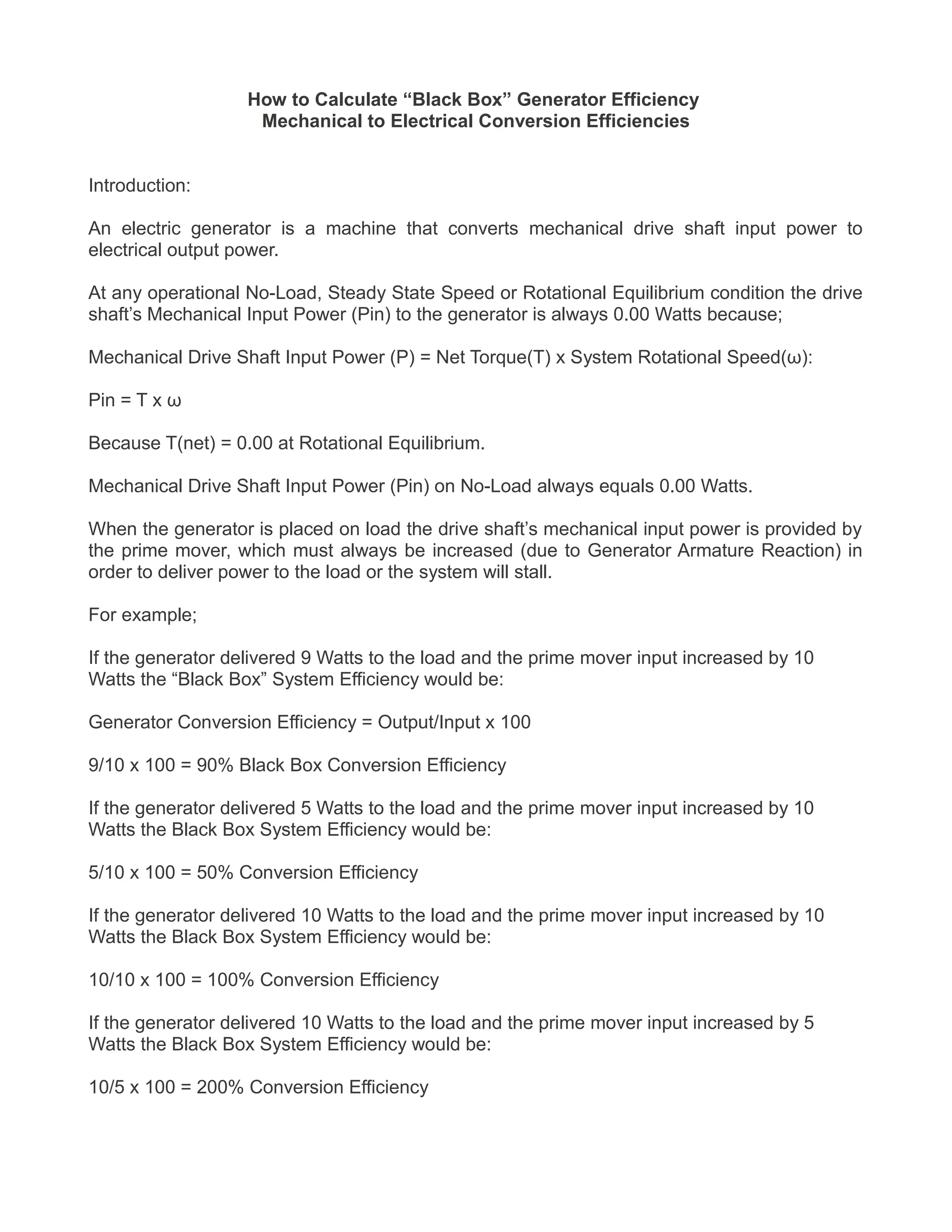 1 How to Calculate Generator Efficiency & What Infinite Efficiency ...