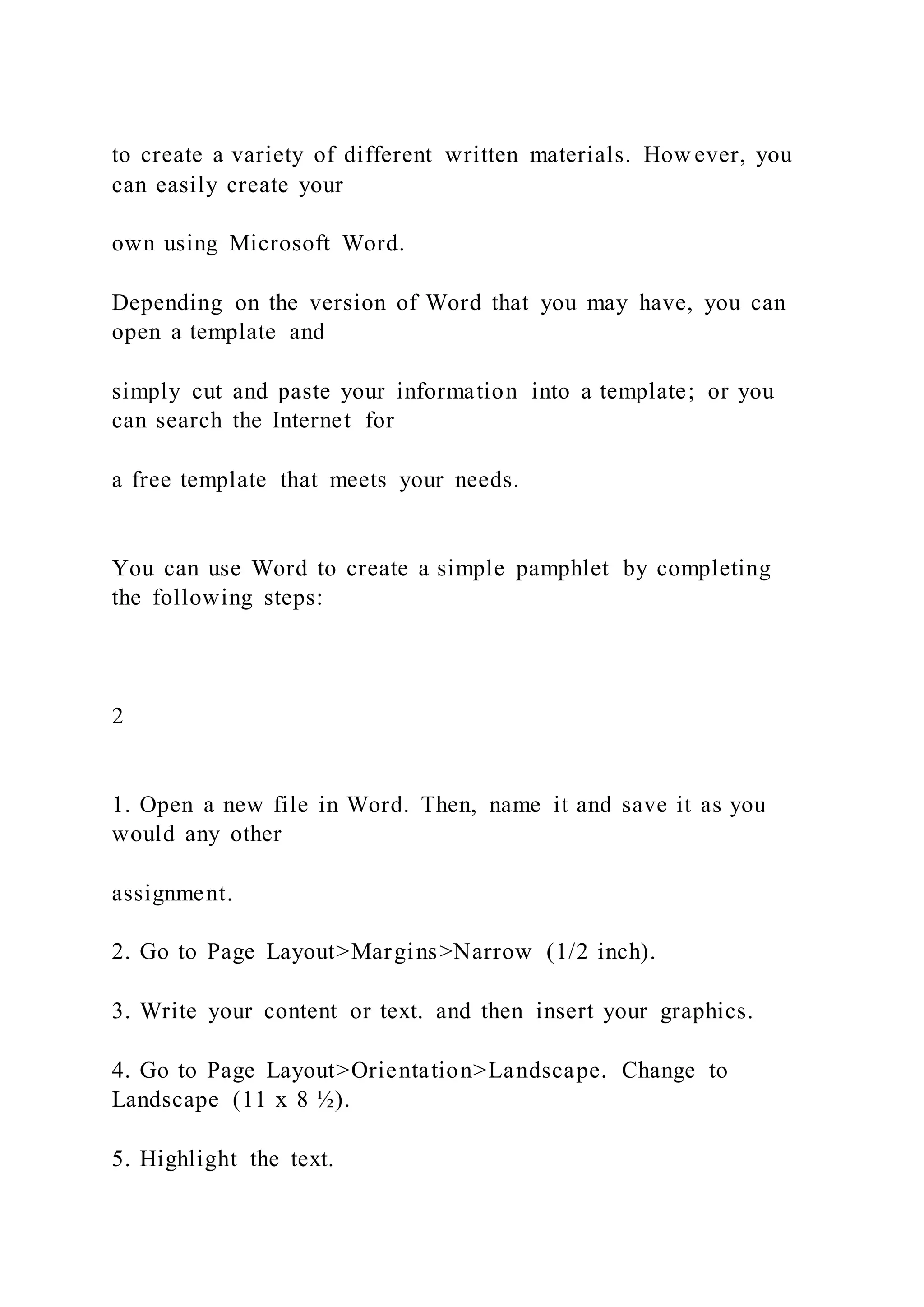 1 How to Prepare a Pamphlet A pamphlet is a format | DOCX