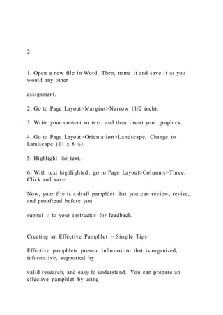 1 How to Prepare a Pamphlet A pamphlet is a format | DOCX