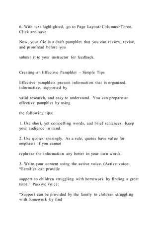 1 How to Prepare a Pamphlet A pamphlet is a format | DOCX