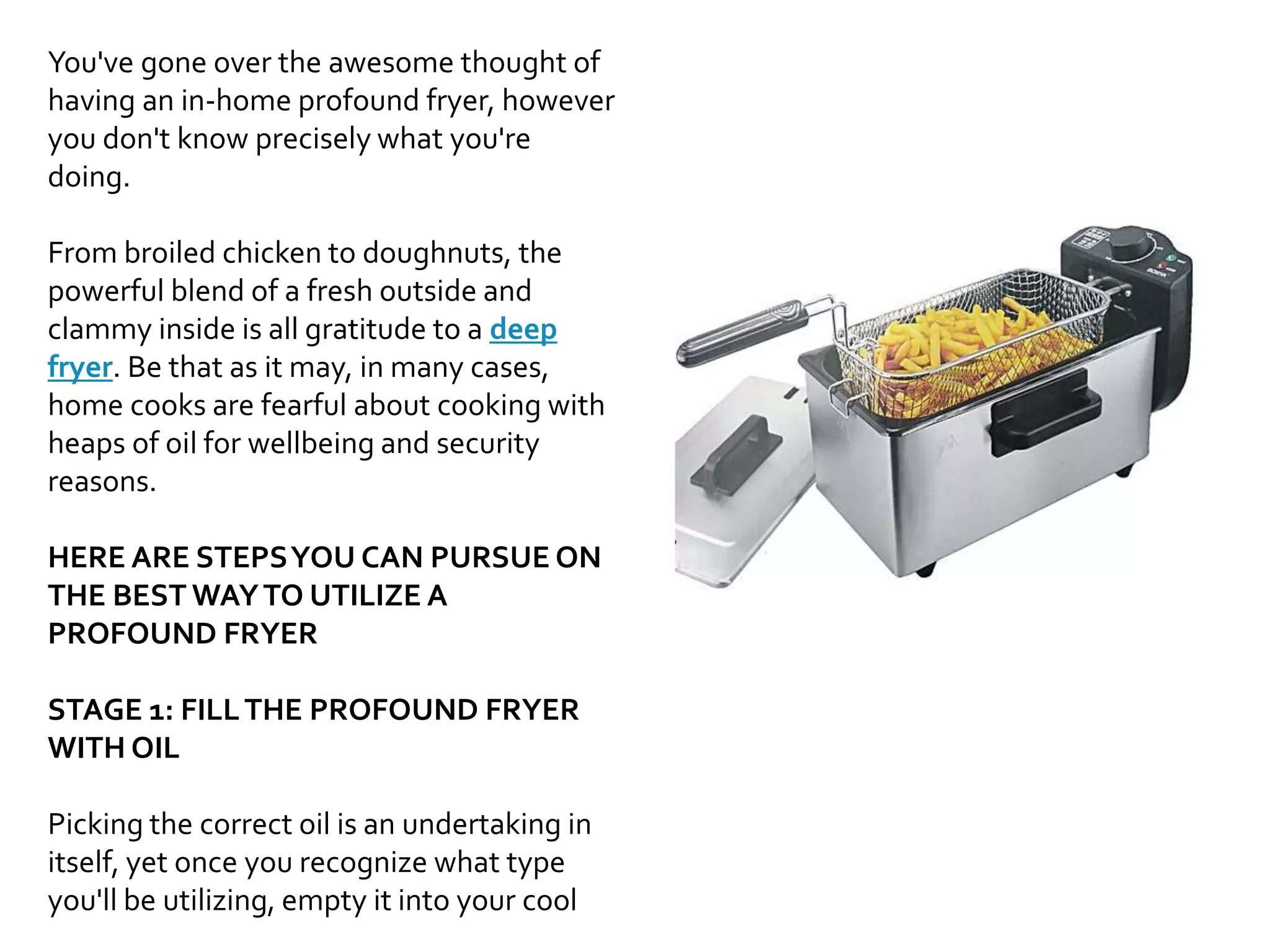 How to use a deep fryer | PPT