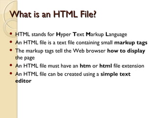 Hyper Text Mark-up Language | PPT | Web Design and HTML | Internet