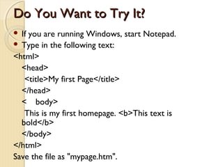 Hyper Text Mark-up Language | PPT