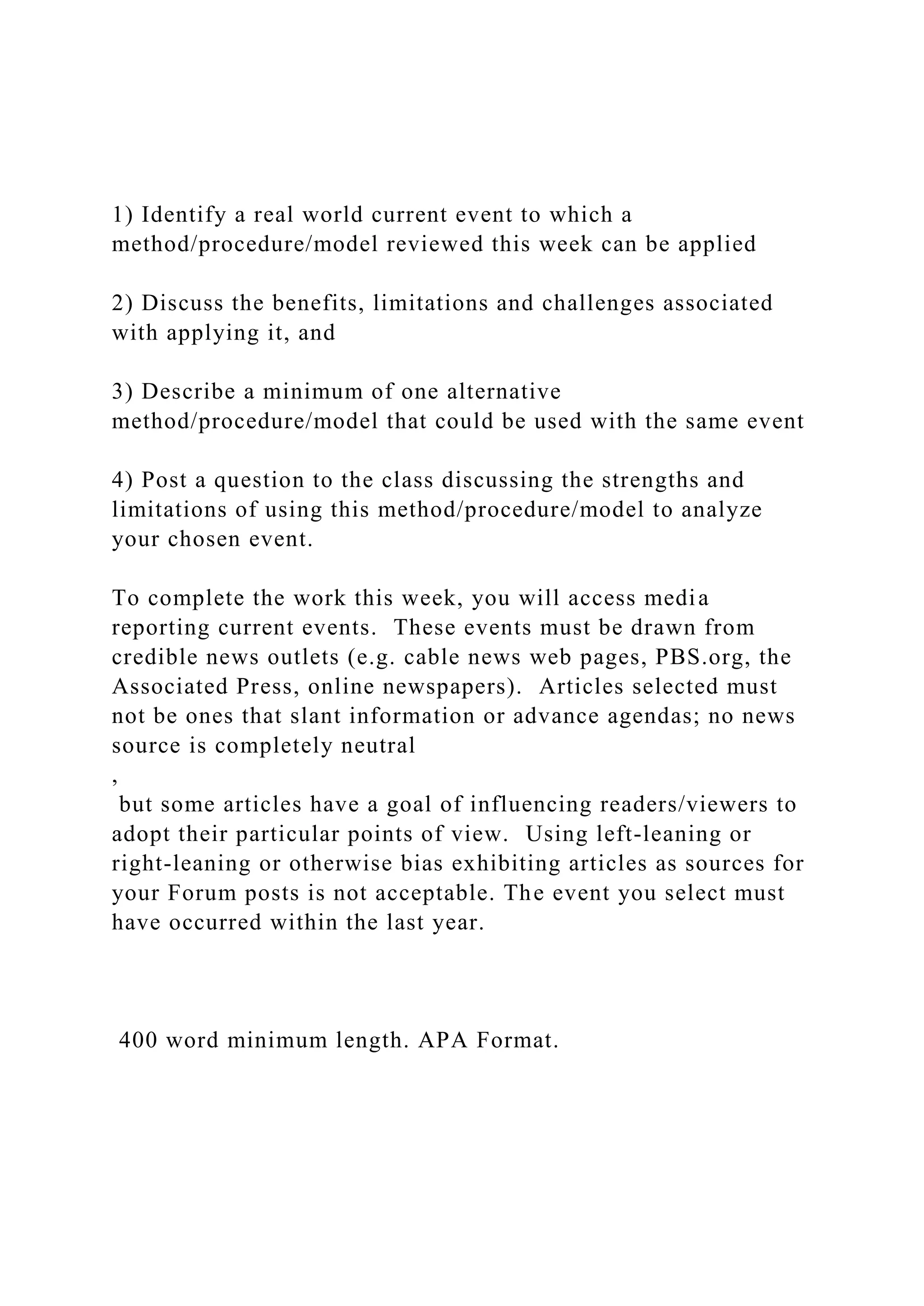 1) Identify a real world current event to which a methodprocedu | PDF