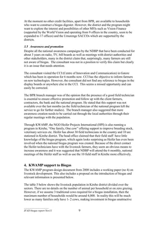 IFAD Biogas support Mission in Rwanda | PDF