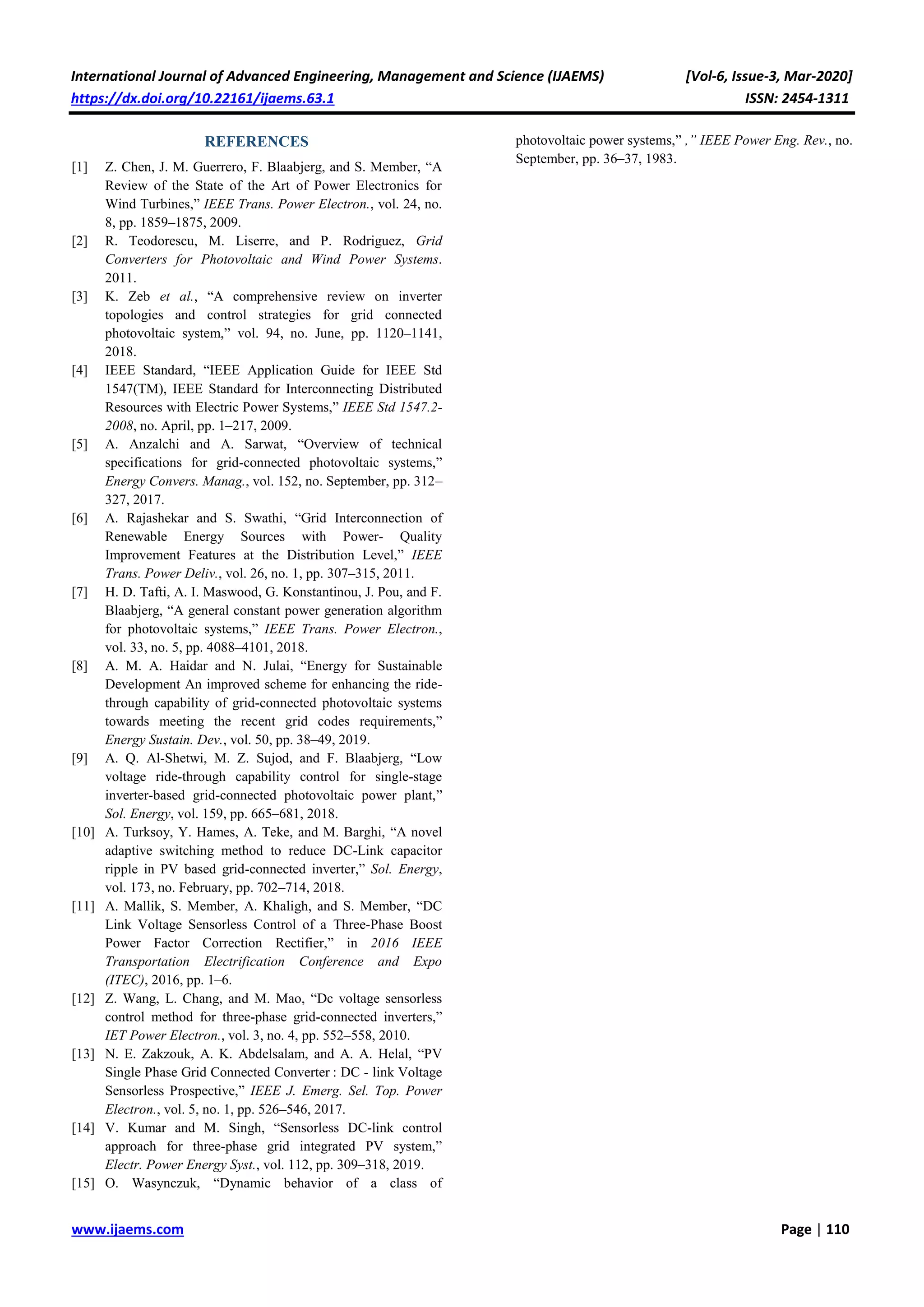 Sensor Less Dc Voltage Control For Grid Connected Inverters Pdf