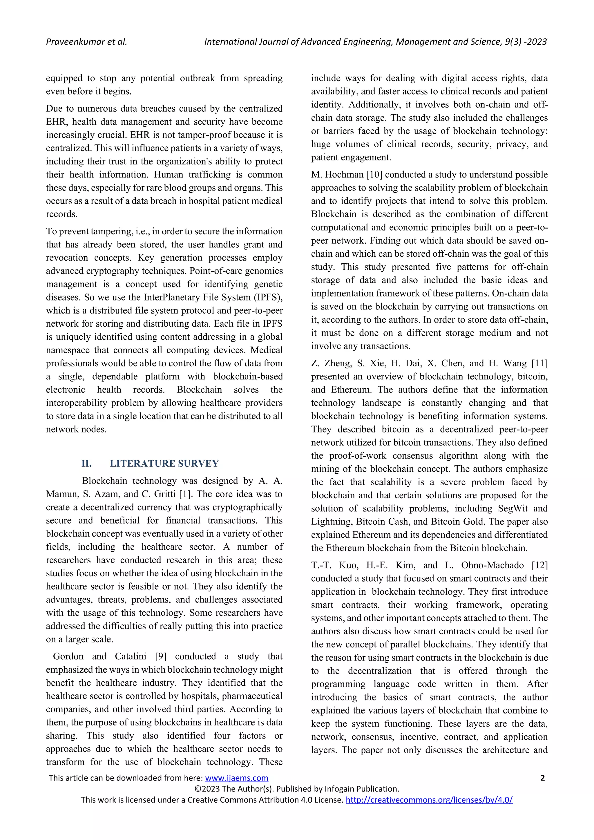 A Survey on Decentralized e-health record with health insurance ...