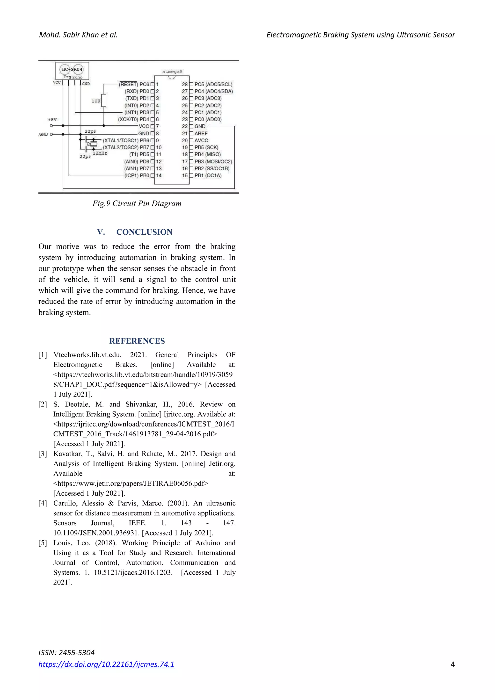 Electromagnetic Braking System using Ultrasonic Sensor | PDF