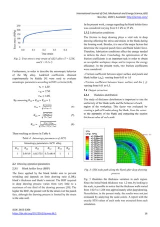 Thinning and springback prediction of Mg alloy AZ31 in deep drawing process – Influence of BHF ...
