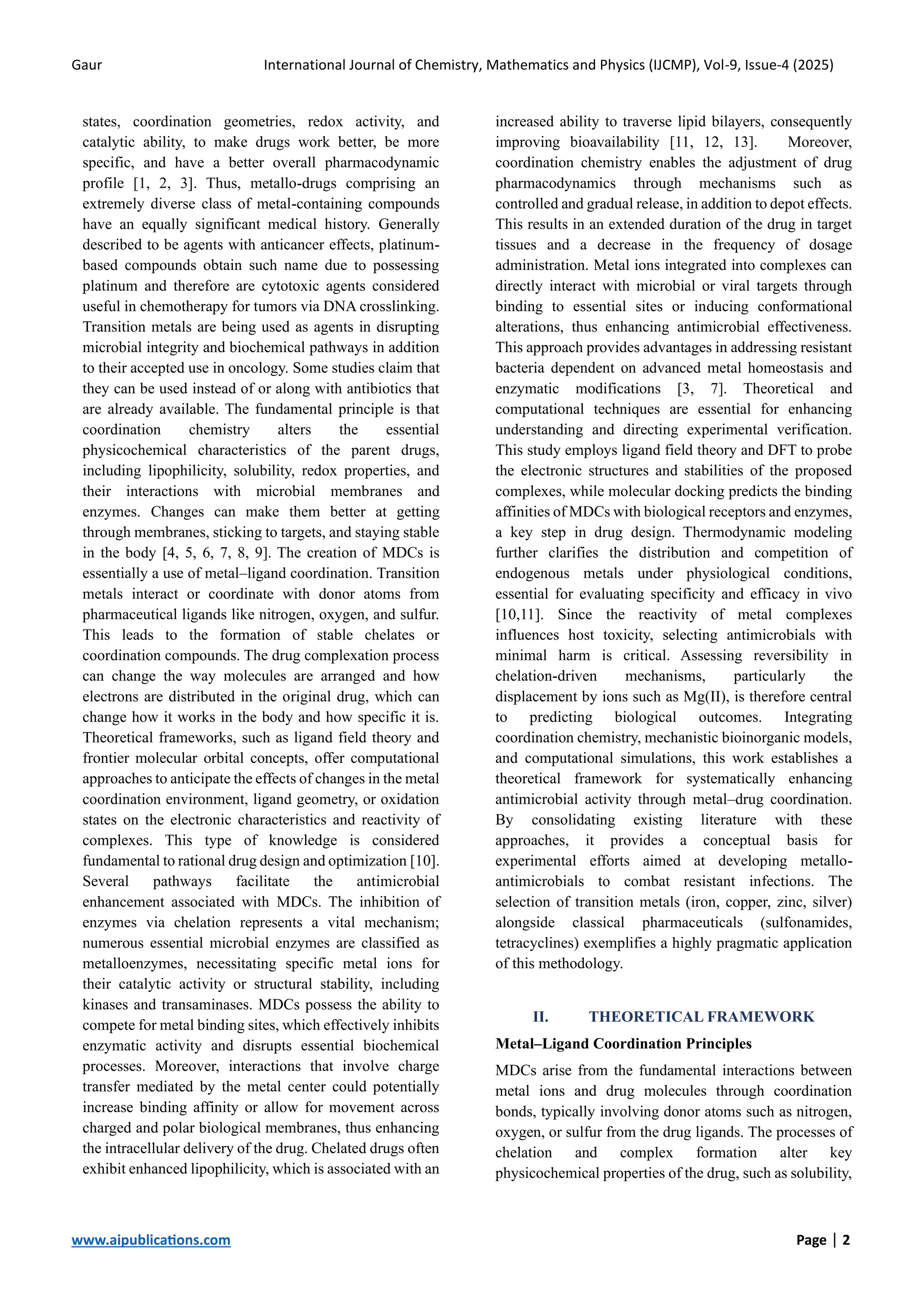 Theoretical Assessment of Metal–Drug Complexes for Enhanced ...