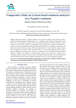 Comparative Study on Lexicon-based sentiment analysers over Negative sentiment | PDF