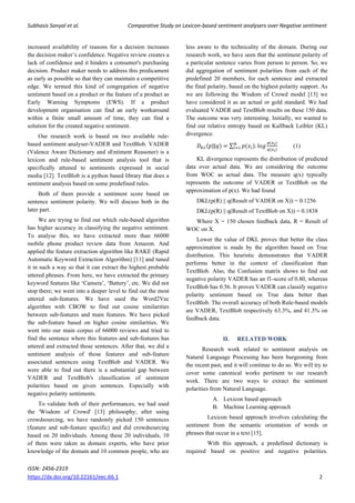 Comparative Study on Lexicon-based sentiment analysers over Negative sentiment | PDF