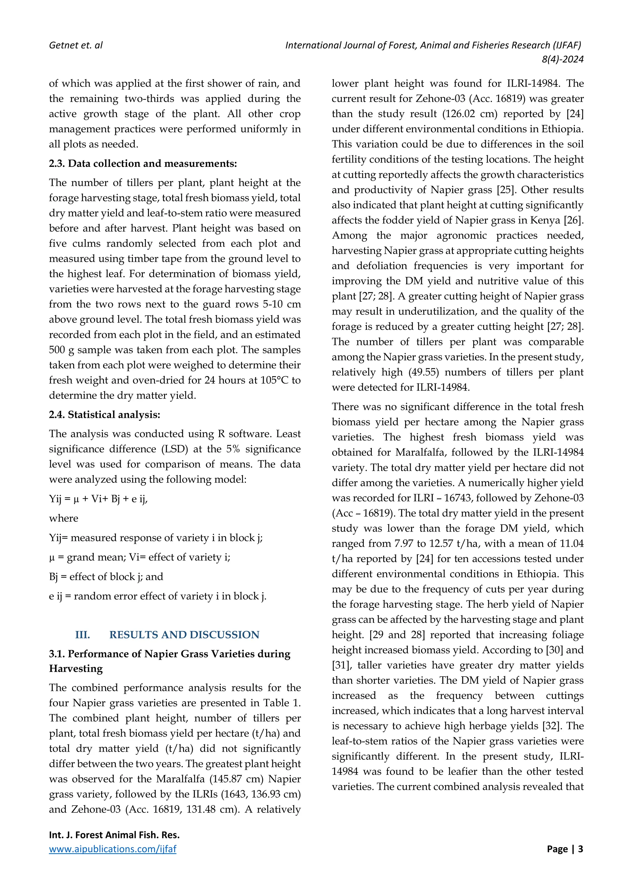 Adaptation of Napier grass varieties in the highlands of East Gojjam ...
