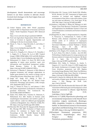 Adaptation of Napier grass varieties in the highlands of East Gojjam ...